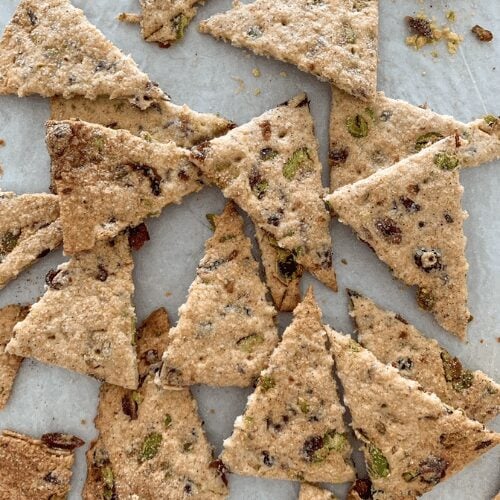 Cranberry + Pistachio Sourdough Lavosh Crackers - The Pantry Mama