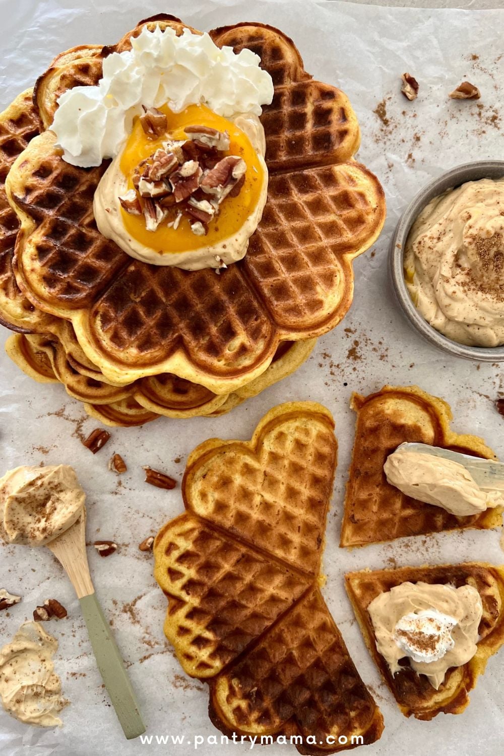 Overnight Sourdough Waffles [long fermented waffles] - The Pantry Mama