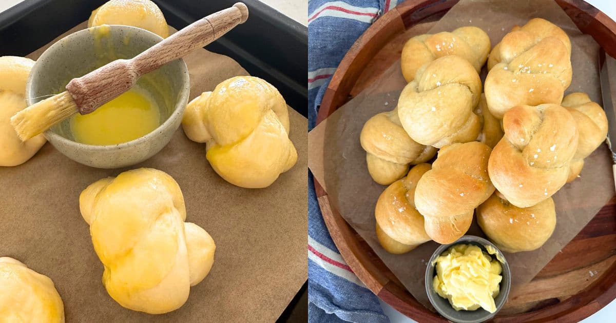Sourdough Buttered Knot Rolls - The Pantry Mama