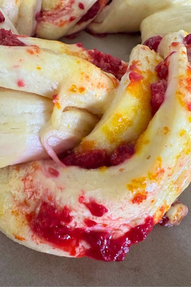Festive Sourdough Braided Brioche Wreath [with raspberries and orange ...