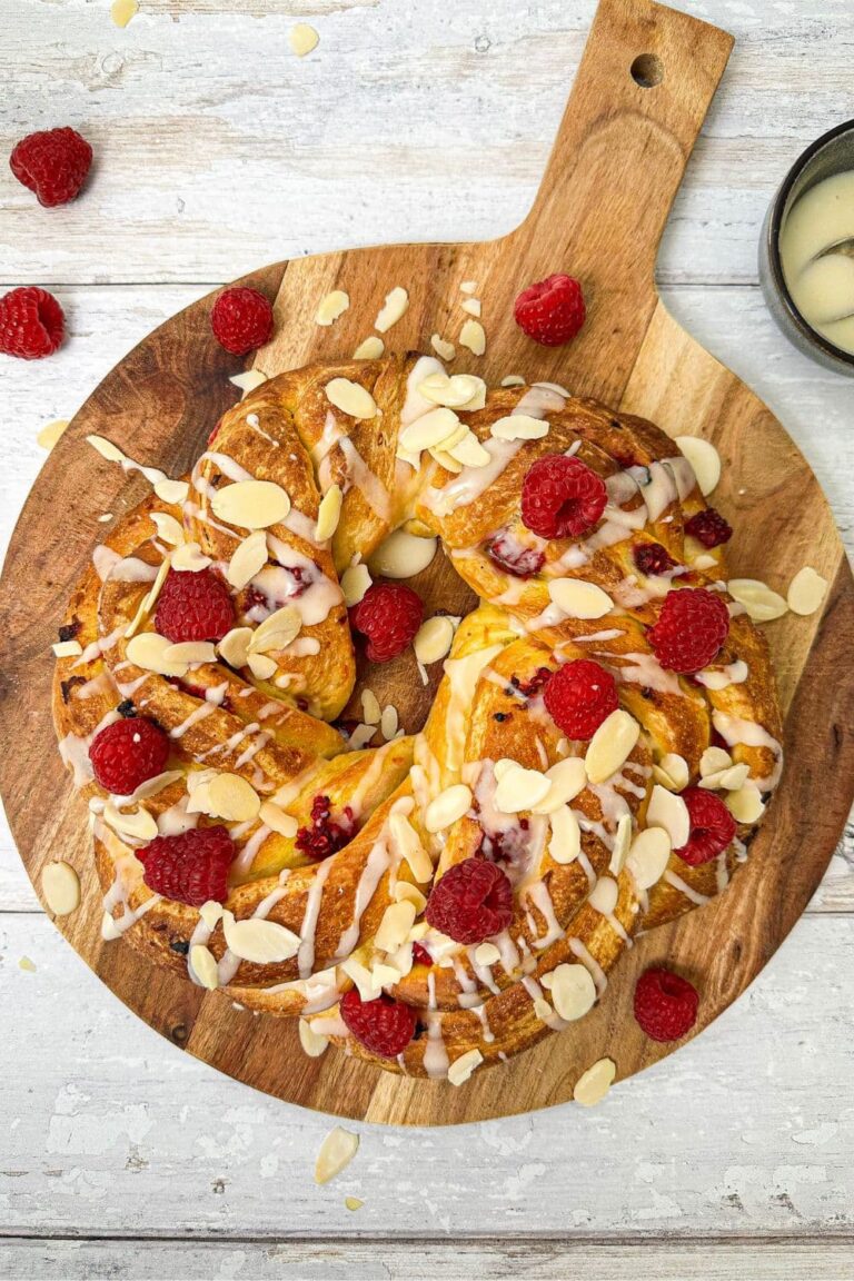 Festive Sourdough Braided Brioche Wreath [with raspberries and orange ...