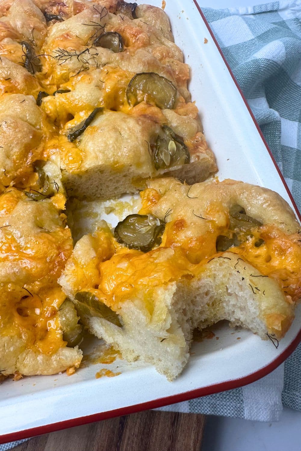 Sourdough Dill Pickle Focaccia Bread - The Pantry Mama